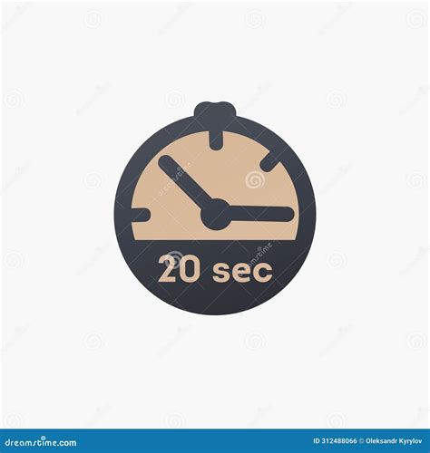 20 Second Timer Clock 20 Sec Stopwatch Icon Countdown Time Stop Chronometer Stock Vector