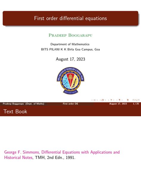 First Order Differential Equations Part1 Pdf