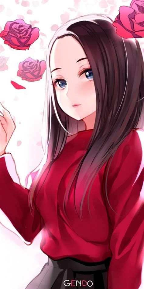 Anime Girl With Rose Wallpapers Wallpaper Cave