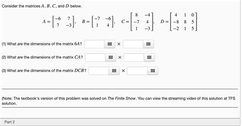 Solved Consider The Matrices A B C And D Below 4 1 0 D Chegg Com