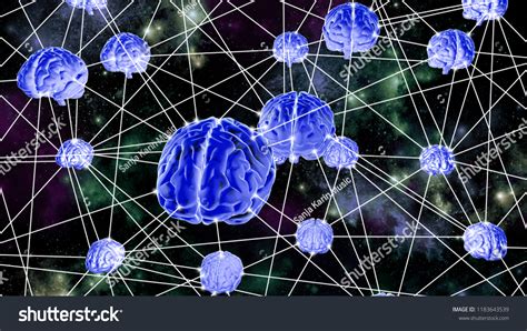3d Render Brains Connected Each Other Stock Illustration 1183643539