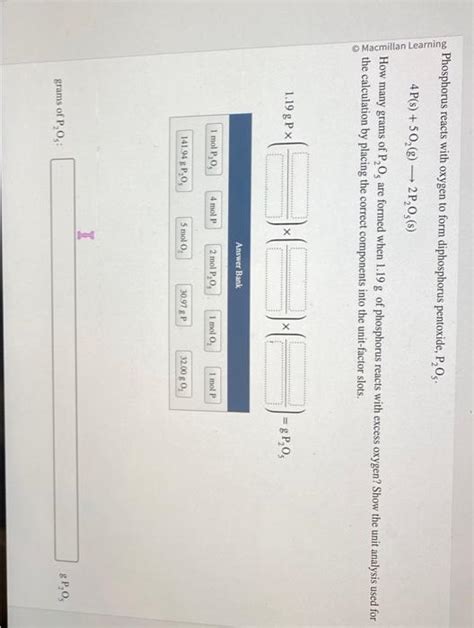 [solved] Phosphorus Reacts With Oxygen To Form Diphosphoru