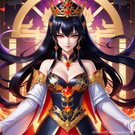 Beautiful Empress With Evil Black Hair Stable Diffusion Online