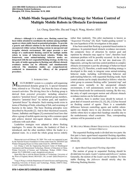 Pdf A Multi Mode Sequential Flocking Strategy For Motion Control Of