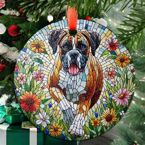 Boxer Wildflowers Glass Suncatcher Hanging Boxer Suncatcher Window