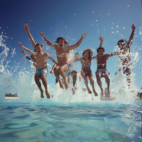 Free Joyful Water Jump Image Summer Friends Swimming Download At