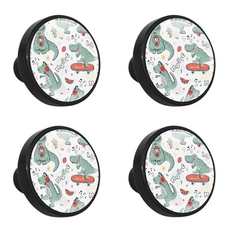 4 Pcs Dinosaur Knobs For Kitchen Cabinet Cupboard Dresser Bookcase Drawer Pulls Handles Round