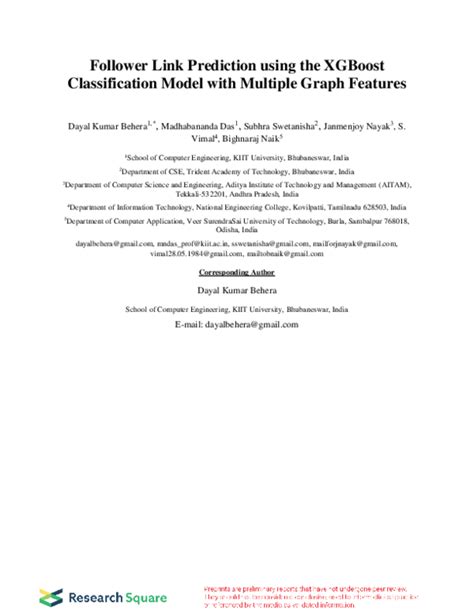 Pdf Follower Link Prediction Using The Xgboost Classification Model With Multiple Graph Features