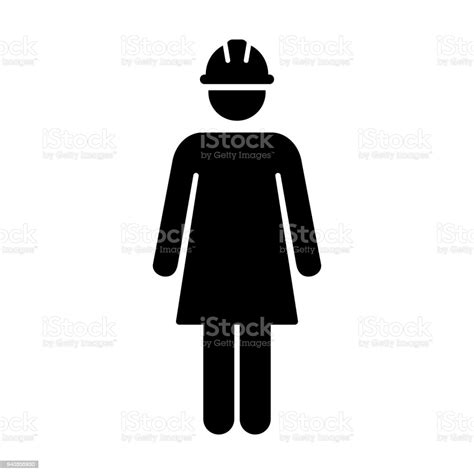 작업자 아이콘 벡터 여성 서비스 사람 Hardhat 헬멧과 재킷 문양 그림 기호에 건설 노동자를 건물의 건설업자에 대한 스톡