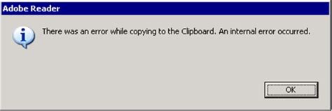 error occurred while copying to the clipboard