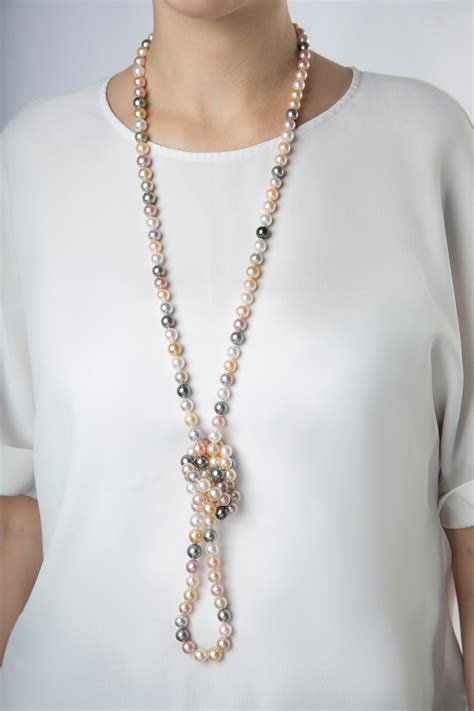 Yoko London Tahitian South Sea And Pink Freshwater Pearl Rope Necklace
