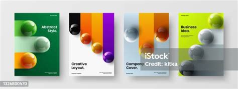 기하학적 3d 구 엽서 템플릿 번들 신선한 커버 디자인 벡터 레이아웃 구성 A4 용지에 대한 스톡 벡터 아트 및 기타 이미지