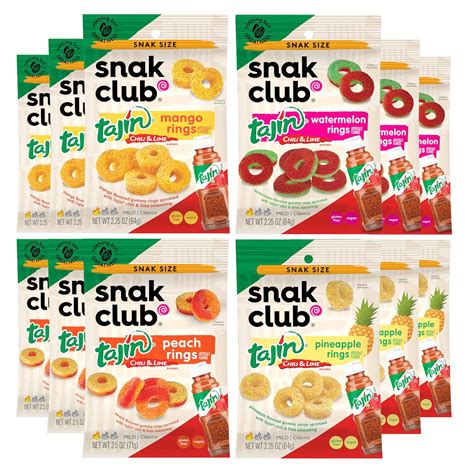 Snak Club Tajin Gummy Candy Fruit Rings Gummies With