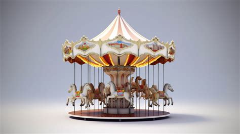 Cartoon Carousel In 3d Rendering On A Light Gray Background Backgrounds