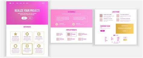 주요 웹 페이지 디자인 벡터입니다 웹사이트 비즈니스 현실입니다 방문 템플릿입니다 창의적인 프로젝트입니다 정보 도구입니다 파트너 옵션입니다 사이버 월요일 일러스트 레이 션