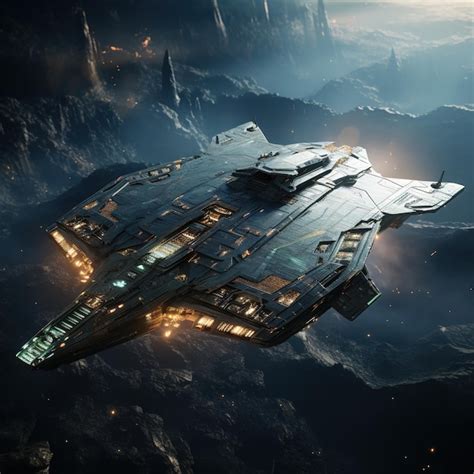 Premium Ai Image Futuristic Spaceship Flying In Deep Space Futuristic Spaceship Ai Generative