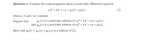 Solved Question 1 Consider The Nonhomogeneous Linear
