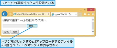 送信するファイルの選択フォームを設置する Html できるネット