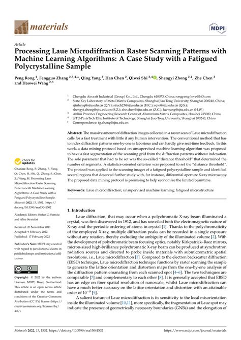 Pdf Processing Laue Microdiffraction Raster Scanning Patterns With Machine Learning Algorithms