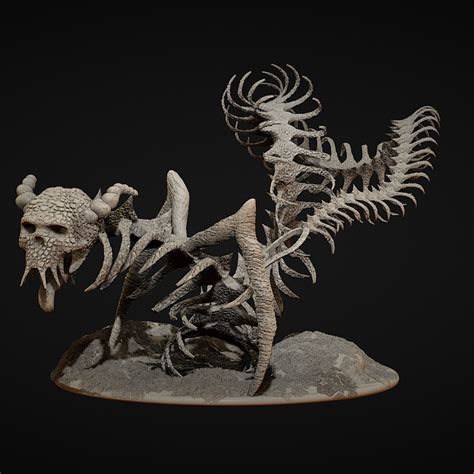 3d Printable Bone Worm Giant Creature By Lazy Bear