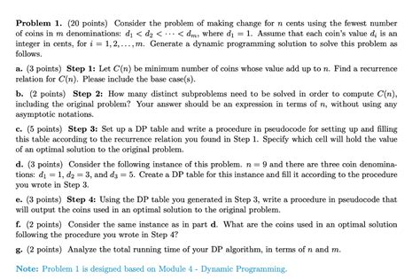 Solved Problem Points Consider The Problem Of Making Chegg Com