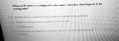 Solved When An Ip Address Is Configured On The Routers Interface