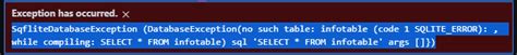 Database Sqflite No Such Table Code 1 Sqliteerror Stack Overflow