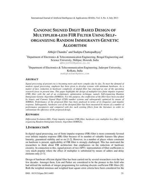 Canonic Signed Digit Based Design Of Multiplier Less Fir Filter Using Selforganizing Random
