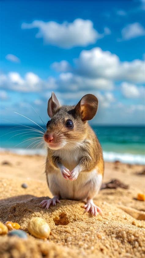 Climbing Mouse Sits Beach Stock Illustration Illustration Of Symbol
