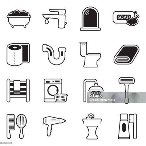 화장실 과 욕실 아이콘입니다 채우기 설계로 선 벡터 일러스트레이션 가정 생활에 대한 스톡 벡터 아트 및 기타 이미지 가정 생활 가정의 방 개수대 Istock