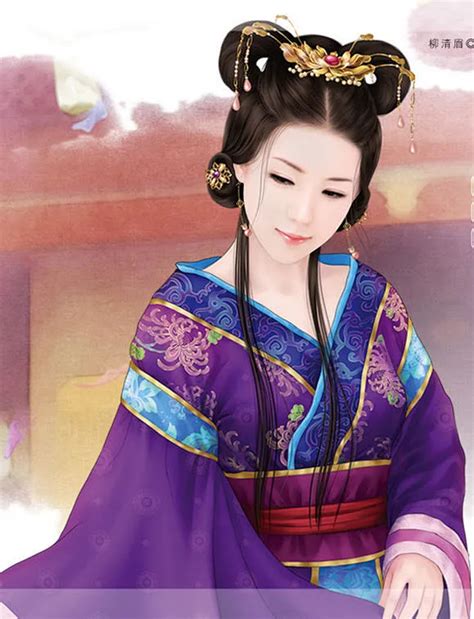 手绘古装女子19 花瓣网