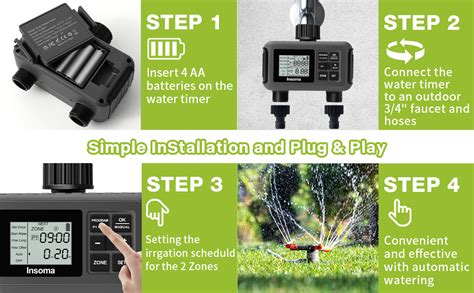 Insoma Sprinkler Timer 2 Zone Digital Water Timer For Garden Hose Faucet Programmable Watering