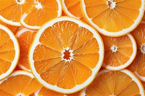 Many Juicy Orange Fruit Slices Close Up Premium Ai Generated Image