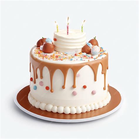 Premium Photo Happy Birthday Cake White Background