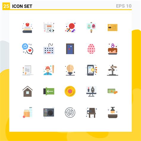 Mobile Interface Flat Color Set Of 25 Pictograms Of Card License To Work Celebration Holiday