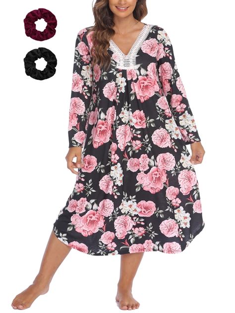 Loritta Plus Size Nightgowns For Women House Dress Long Sleeve