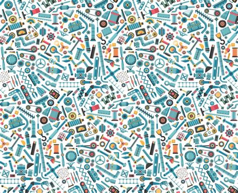 Premium Vector Parts Of Machinery Seamless Pattern