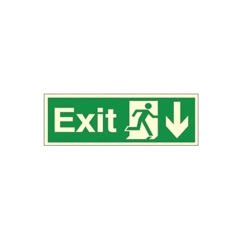 Photoluminescent Exit Arrow Down Signs Safety Signs From PARRS UK