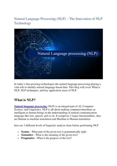 ppt natural language processing nlp innovation of nlp technology