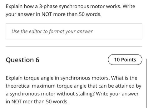 Solved Explain How A 3 Phase Synchronous Motor Works Write