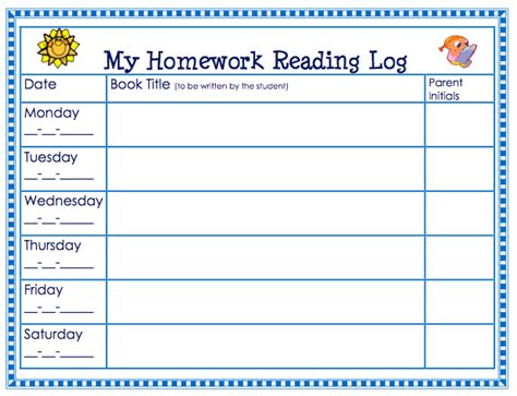 Grade 1 Reading Log