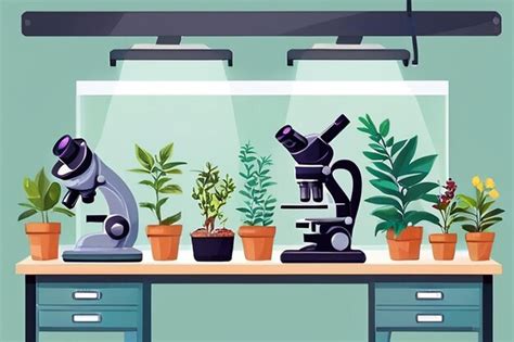 Biology Lab With Detailed Illustrations Of Cell Structures And