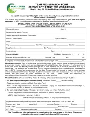 Fillable Online Team Registration Form For Non Affiliated States Fax Email Print PdfFiller