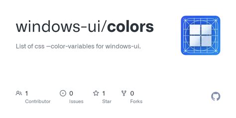 Github Windows Ui Colors List Of Css Color Variables For Windows Ui