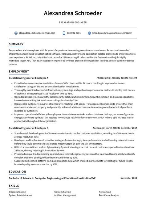Escalation Engineer Resume Cv Example And Writing Guide