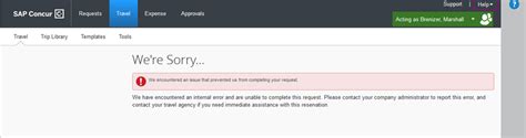 Error Message When Booking Itinerary Resulting In Sap Concur Community