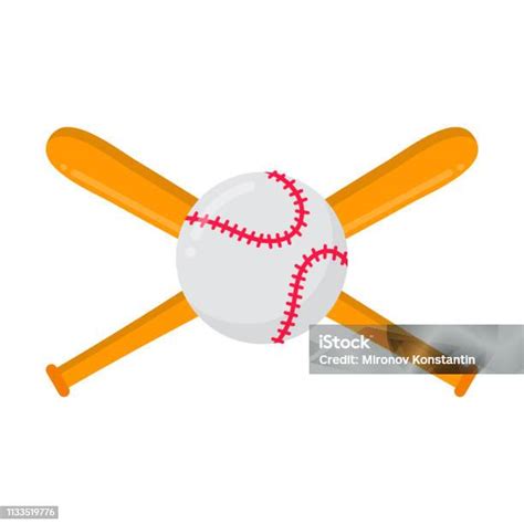 야구 박쥐와 공 평면 스타일 디자인 구성 벡터 일러스트 레이 션 흰색 배경 아이콘 표지판에 고립 스포츠 게임 야구의 상징 또는 상징 가죽에 대한 스톡 벡터 아트 및 기타