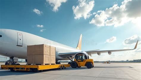 Airfreight Cargo Operation At Airport Aeroplane Loading Unloading