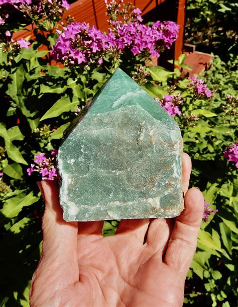 Dark Green Aventurine Half Polished Point Moon Soul Magic