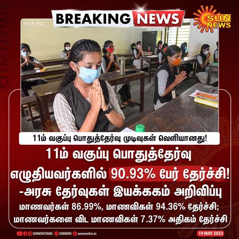Sun News On Twitter Breaking 11ம் வகுப்பு பொதுத்தேர்வு முடிவுகள்